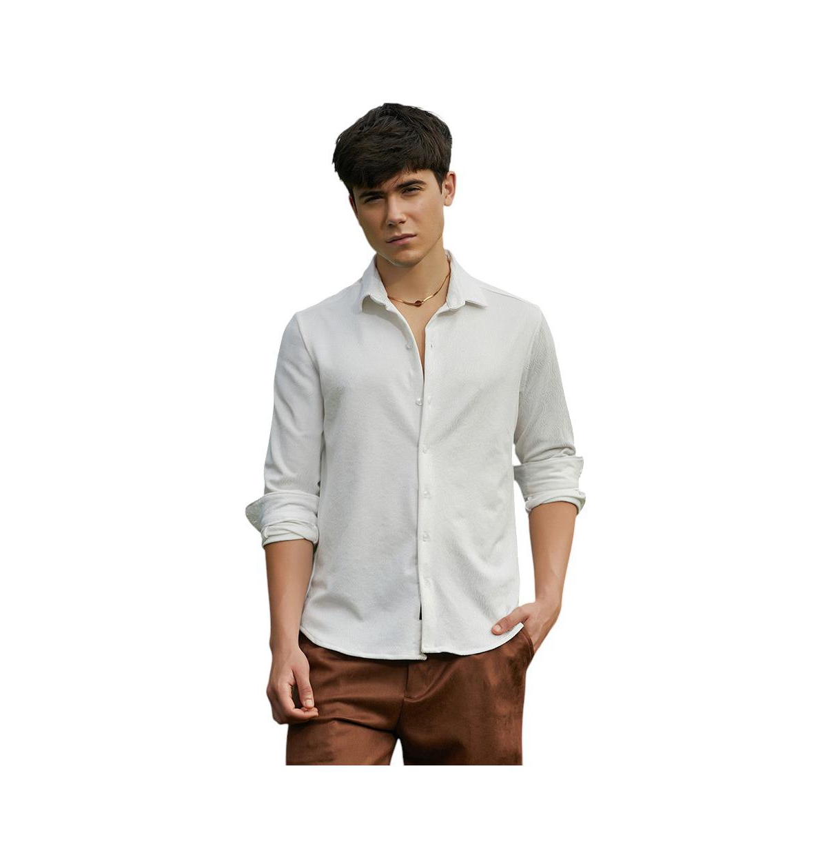 Click here for Campus Sutra Mens Crimp-Tactile Shirt - White prices