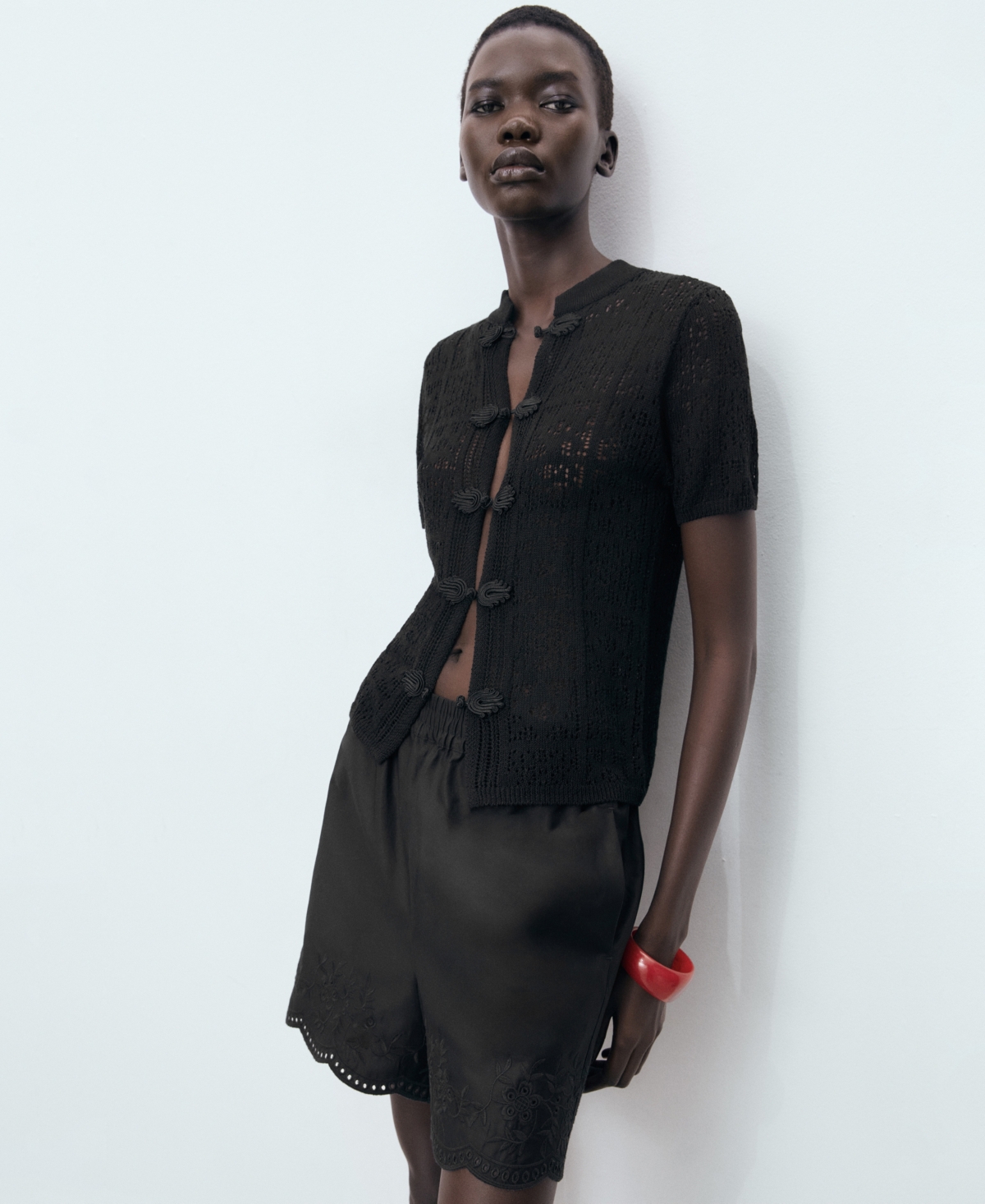 Click here for Mango Womens Crochet Toggle Button Cardigan - Blac... prices