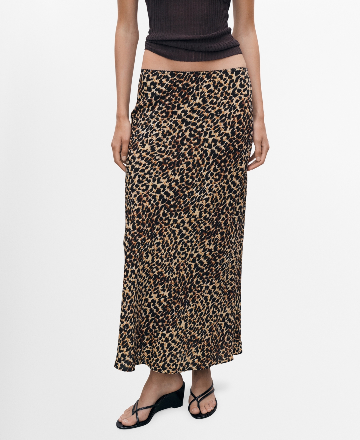 Click here for Mango Womens Animal-Print Midi-Skirt - Brown prices