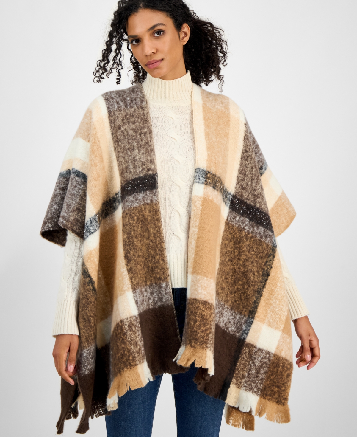 Click here for Style & Co Overscale Plaid Fringe Topper  Macys Ex... prices