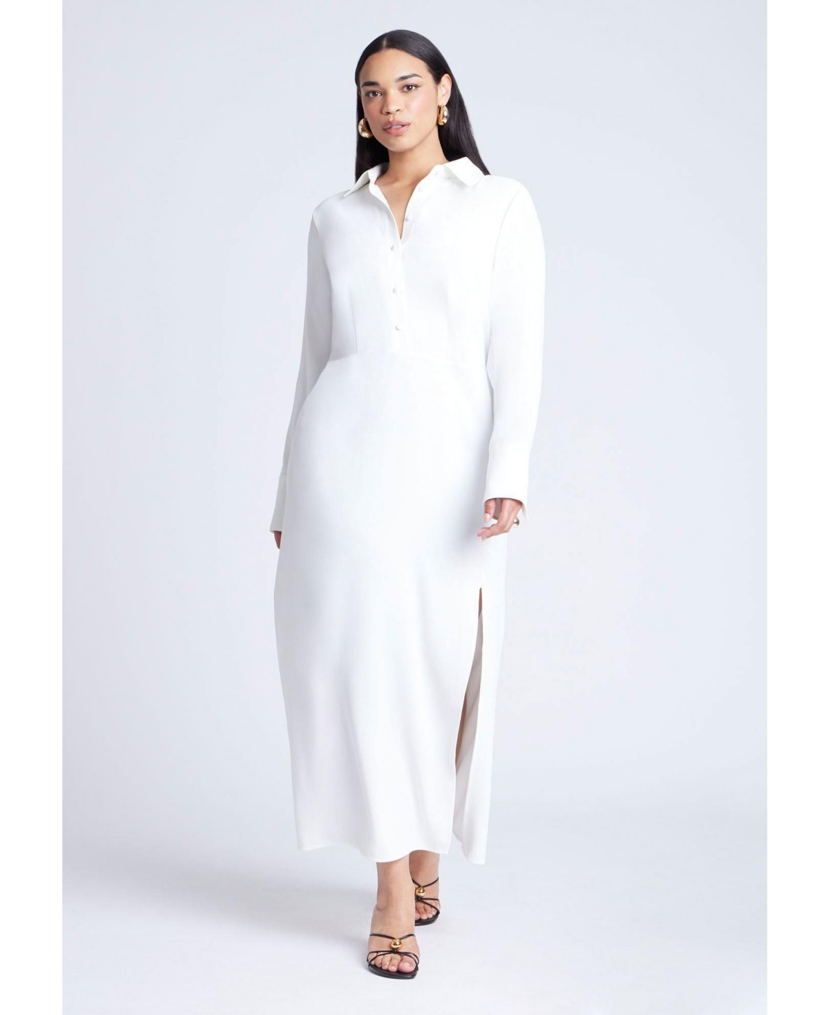 Click here for Eloquii Womens Plus Size Collared Maxi Shirt Dress... prices