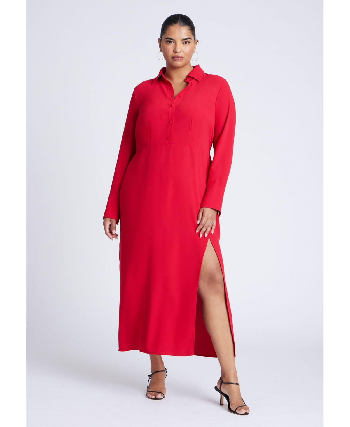 Click here for Eloquii Womens Plus Size Collared Maxi Shirt Dress... prices