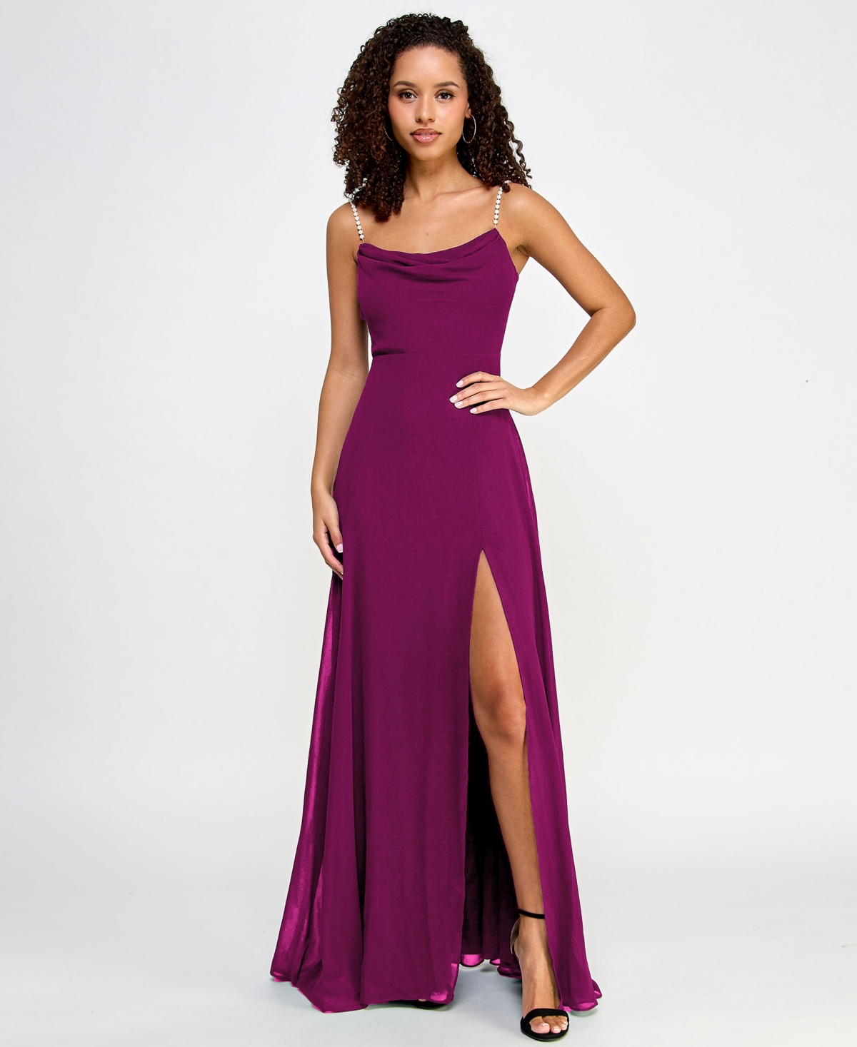 Click here for City Studios Juniors Drape-Neck Faux-Peal-Strap Go... prices