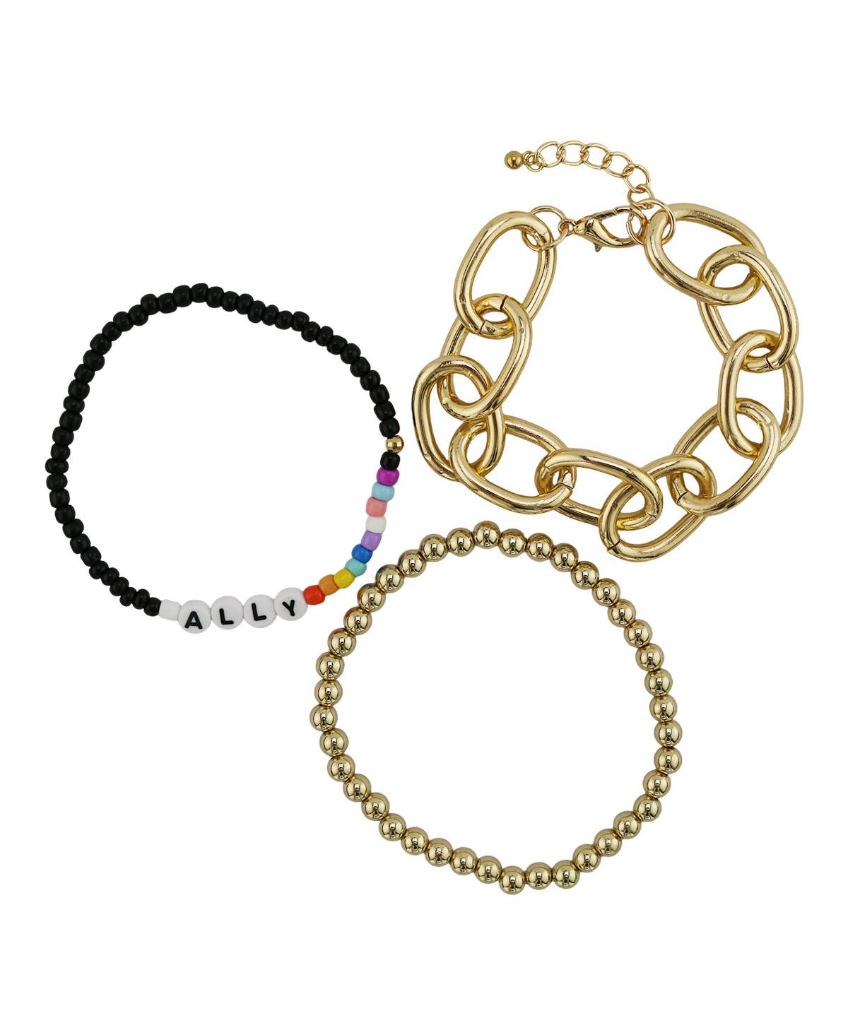 Click here for Rebl Jewelry 3-Piece Rainbow Beaded & Gold-Tone Li... prices