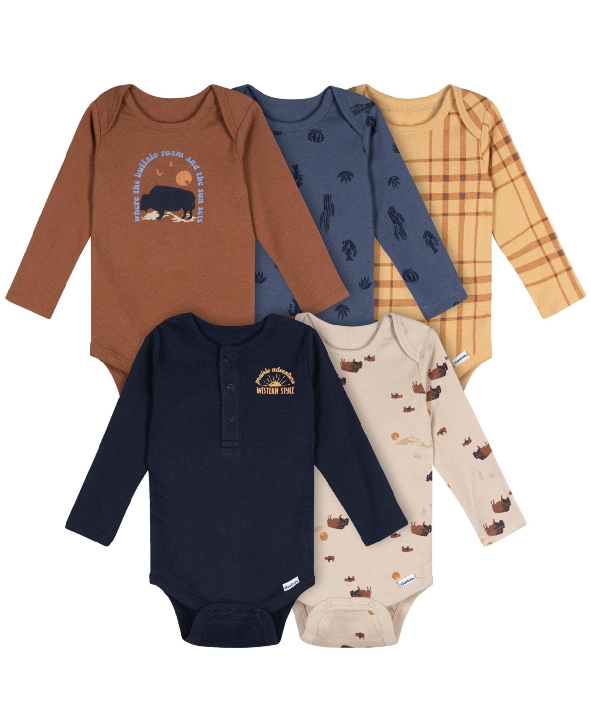 Click here for Gerber Baby Boys 5-Pack Long Sleeve Bodysuits  Gre... prices
