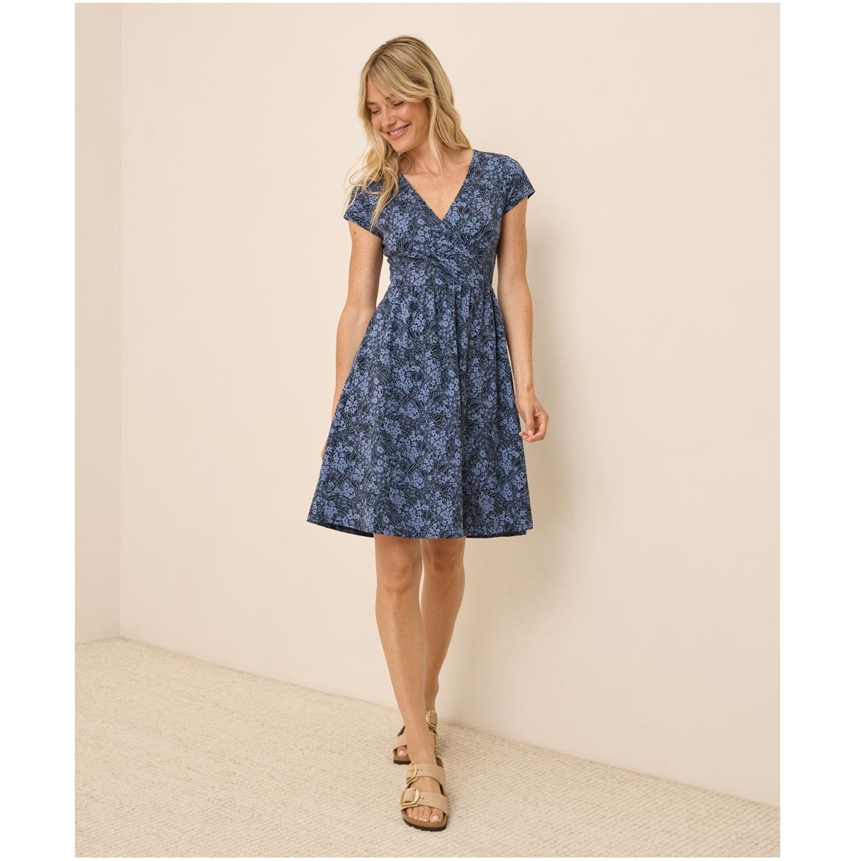 Click here for Pact Womens Fit & Flare Crossover Dress - Midnight... prices