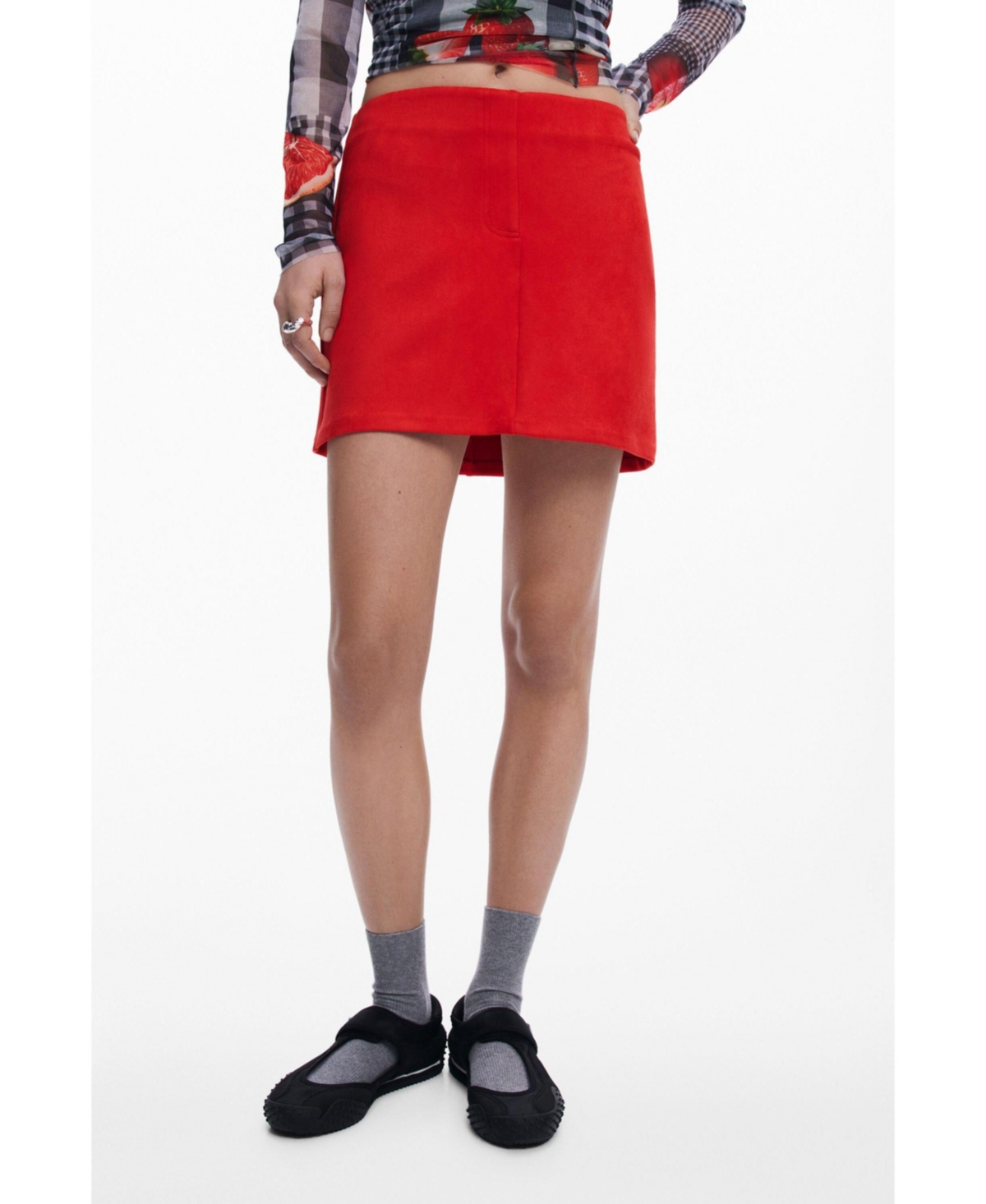 Click here for Desigual Womens Suede mini skirt - Red prices