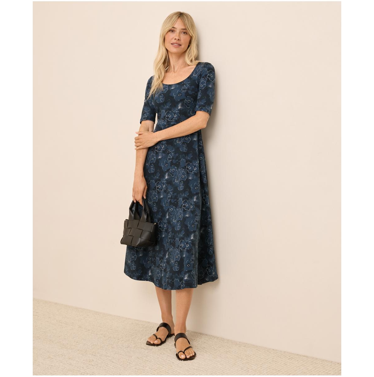 Click here for Pact Womens Organic Cotton Fit & Flare Scoop Midi... prices