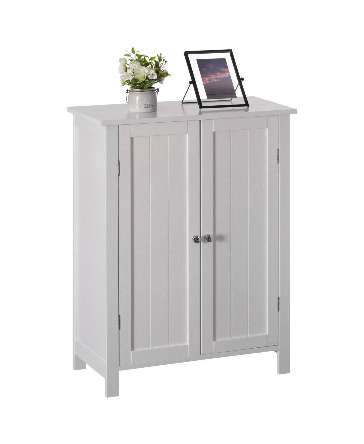 Click here for Basicwise White Wooden Bathroom Cabinet with Doubl... prices