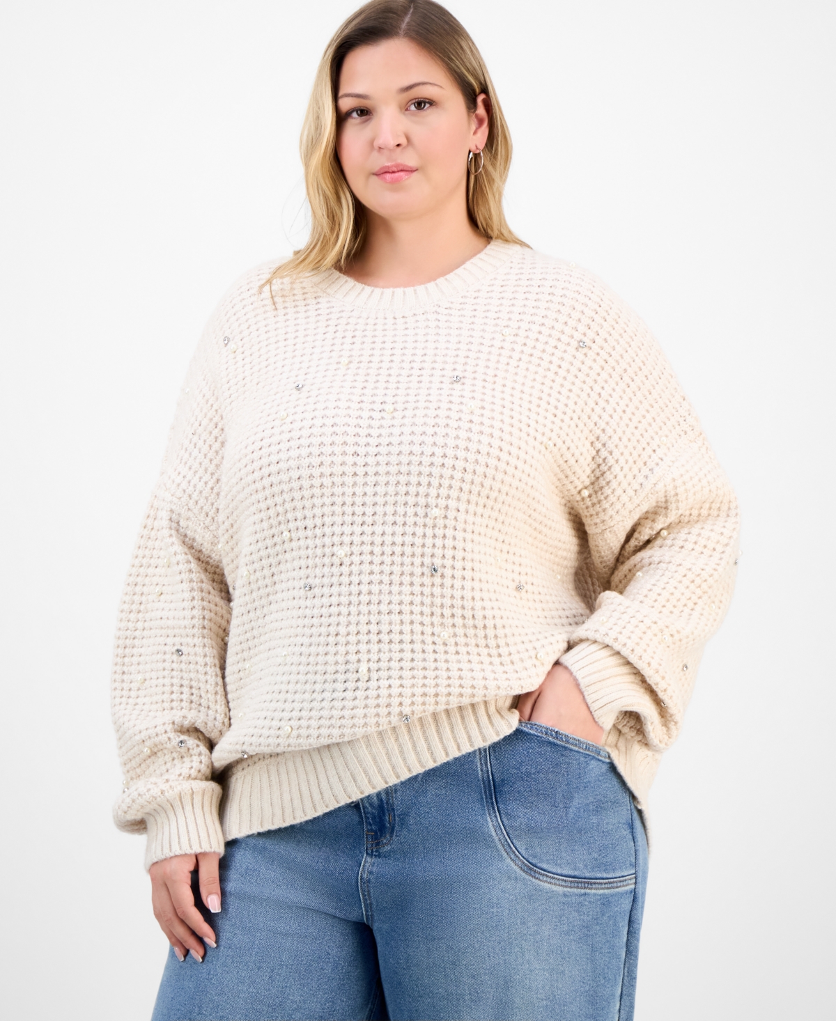 Click here for And Now This Trendy Plus Size Embellished Crewneck... prices