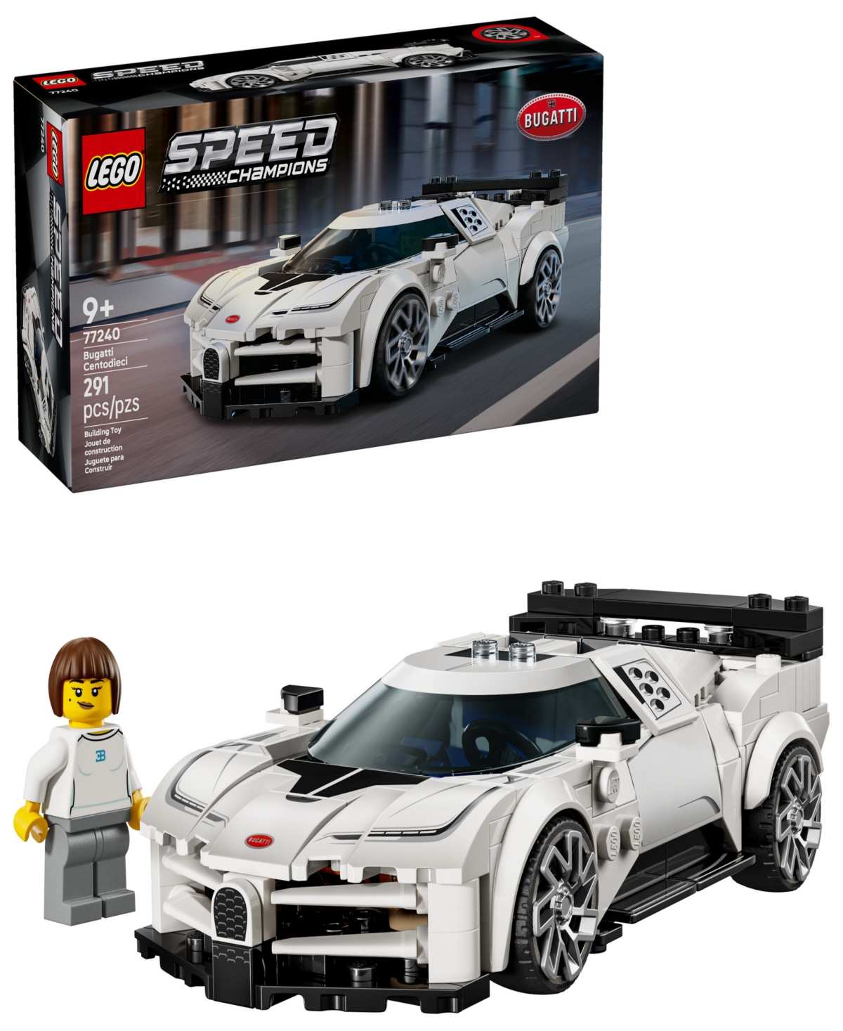 Lego Speed Champions Bugatti Centodieci Hyper Sports Car 77240  291 Pieces - Multicolor