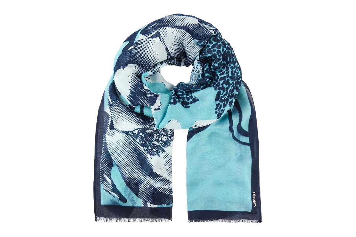 Click here for Olsen Panneaux Print Scarf - Midnight teal prices