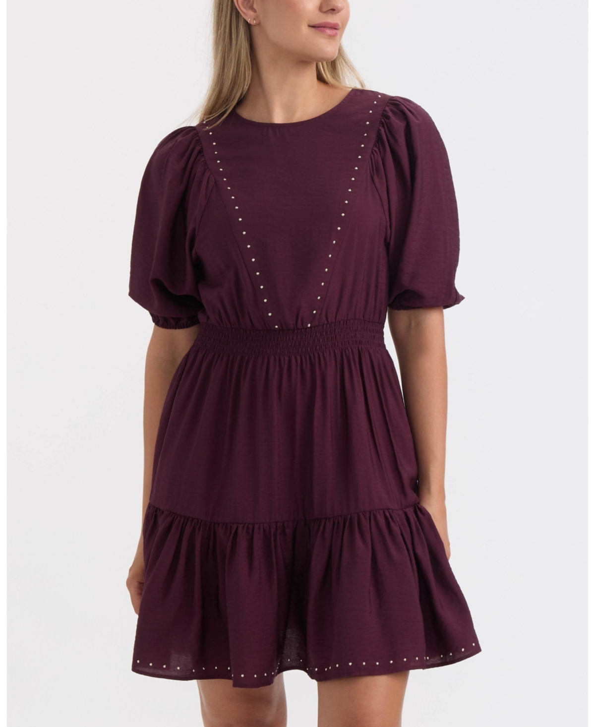 Click here for Ellen Tracy Womens Studded Crinkle Dress - Winetas... prices