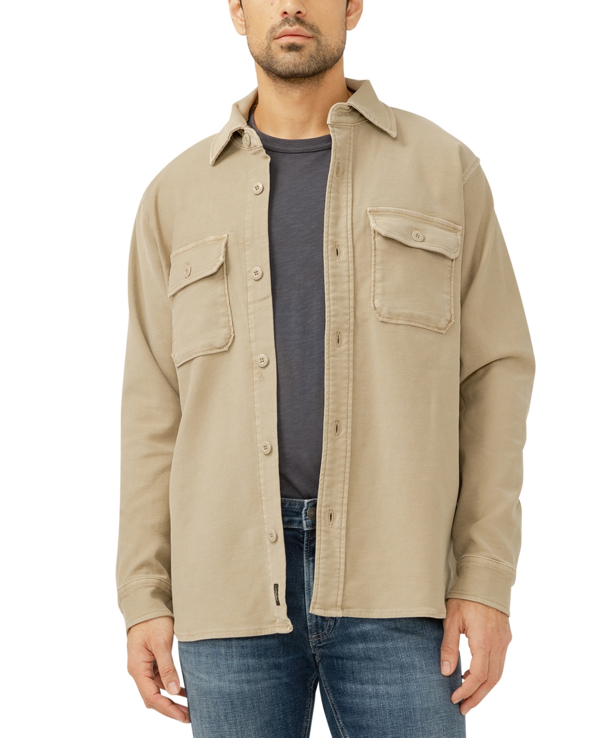 Click here for Silver Jeans Co. Mens Button Up Knit Flex Shirt Ja... prices