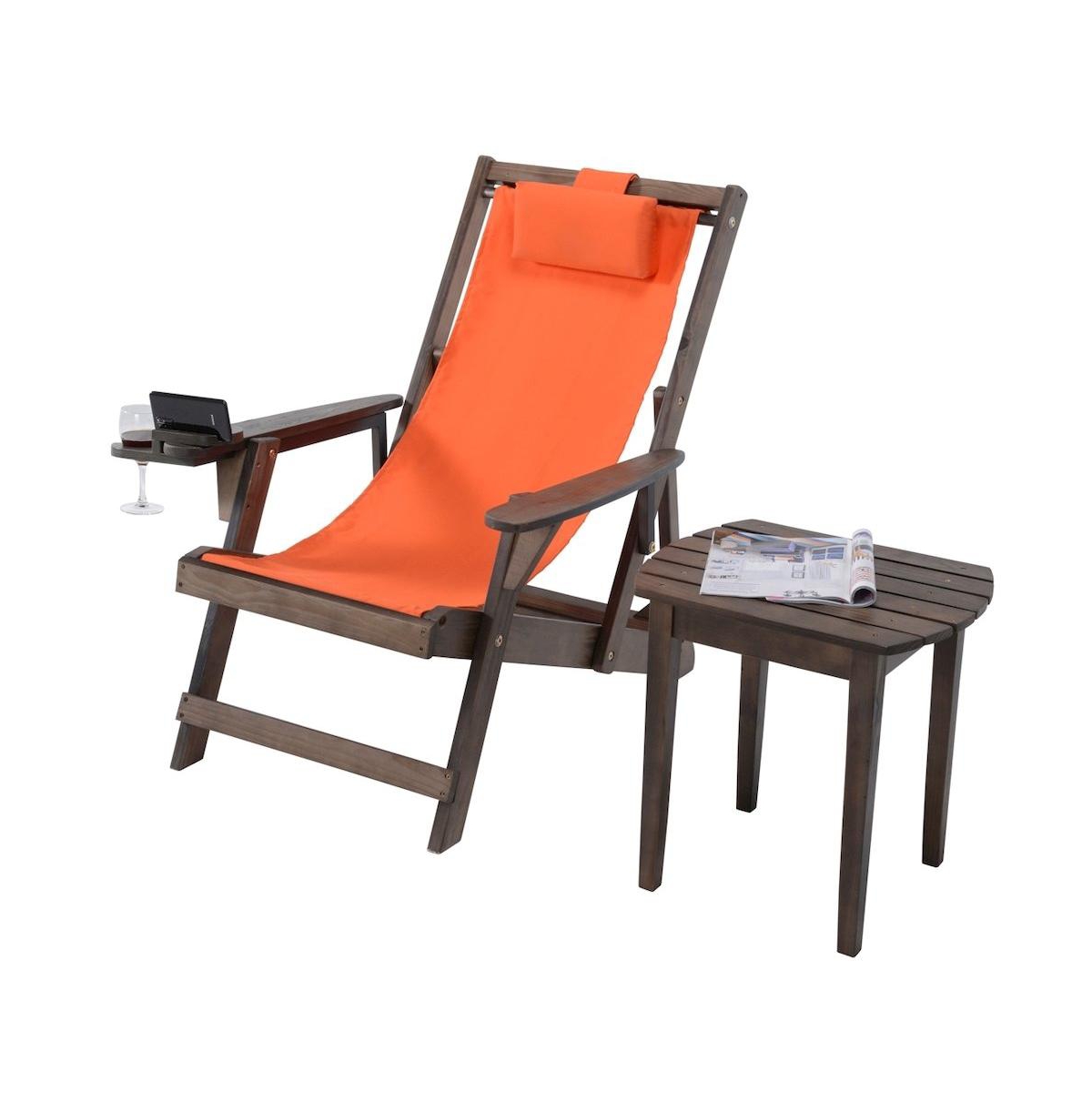 Click here for Jiallo Canvas Sling Chair With Cup And Wine Holder... prices