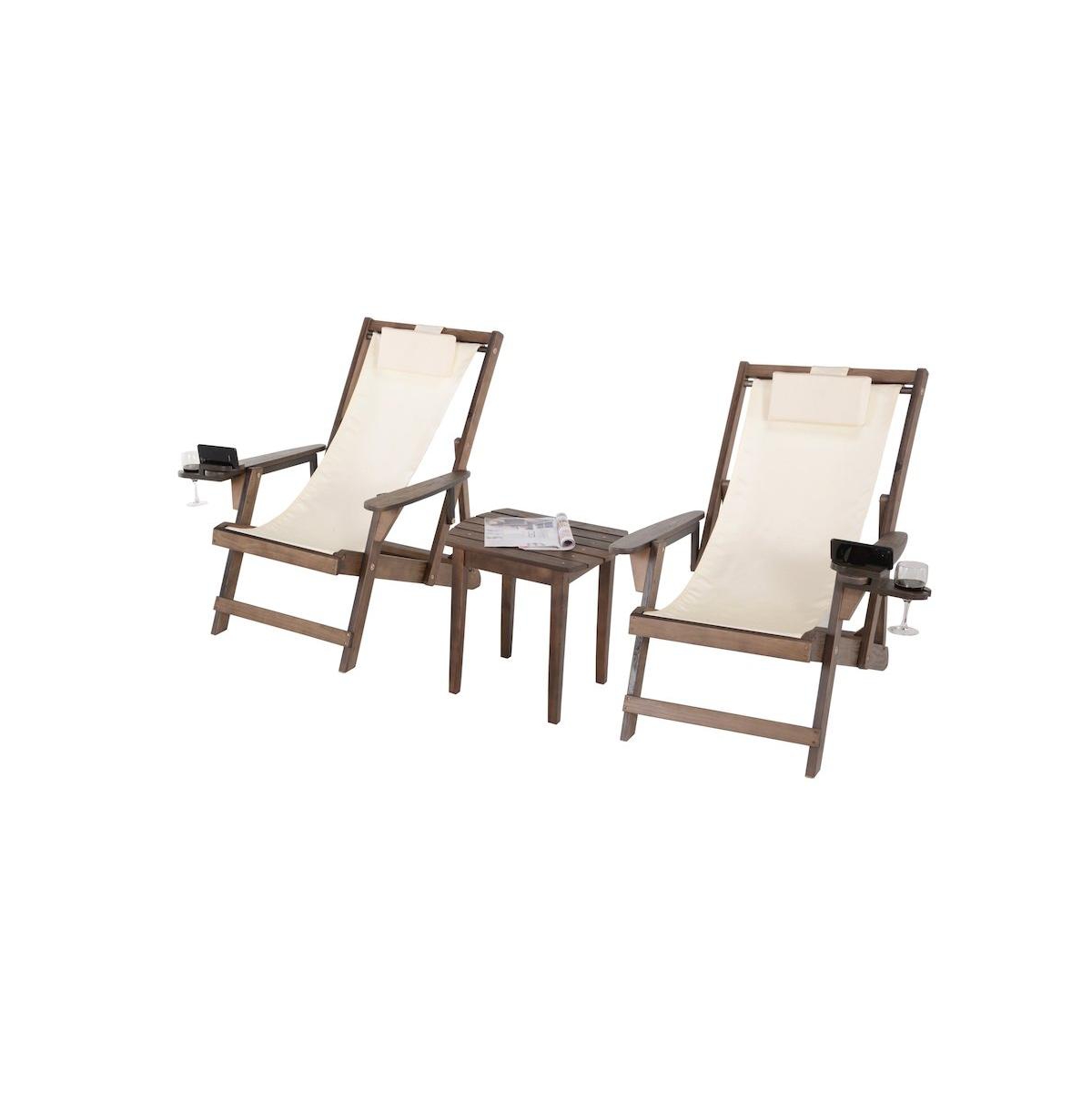 Click here for Jiallo Canvas Sling Chairs With Cup And Wine Holde... prices