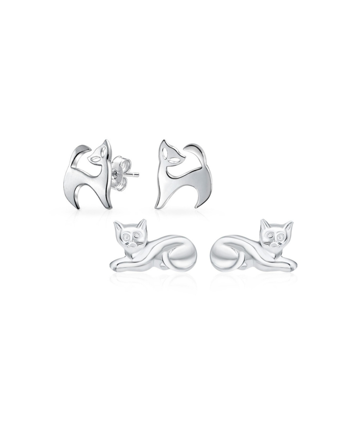 Click here for Bling Jewelry Set of 2 Siamese Sitting Cat Stud Ea... prices