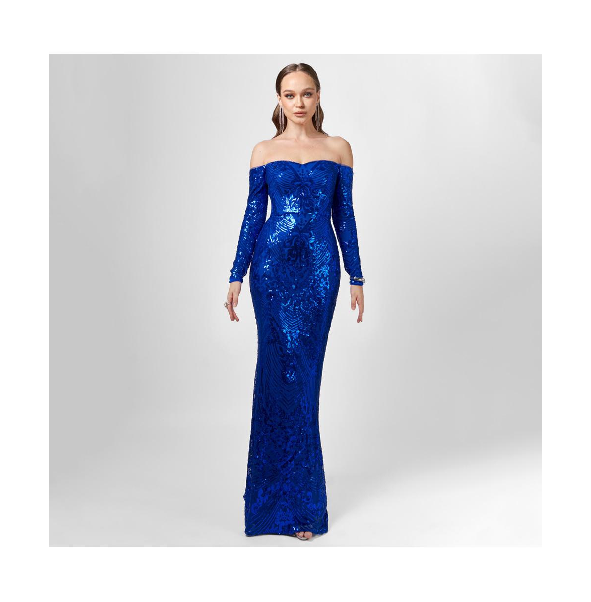 Click here for Bariano Womens Zoya Long Sleeve Sequin Gown - Coba... prices