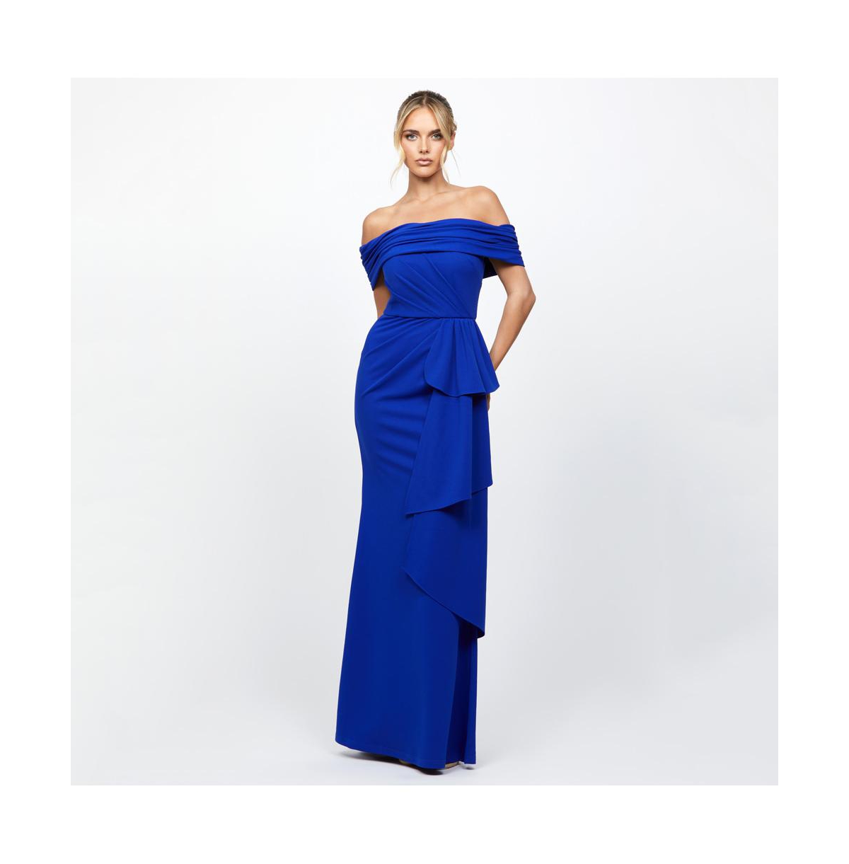 Click here for Bariano Blakely Off Shoulder Gown - Cobalt prices