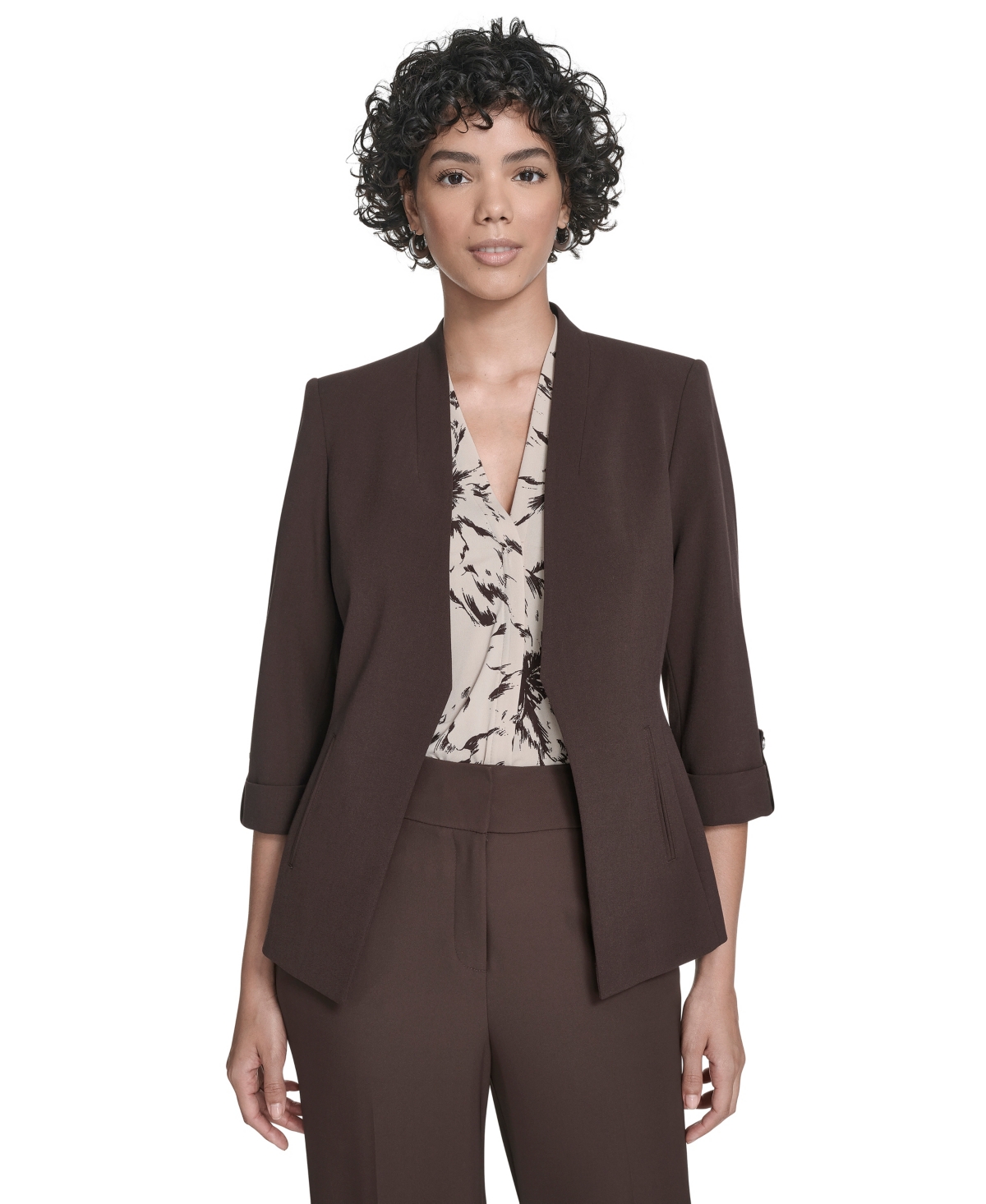 Click here for Calvin Klein Petite Open Front Jacket - Coffee Bea... prices