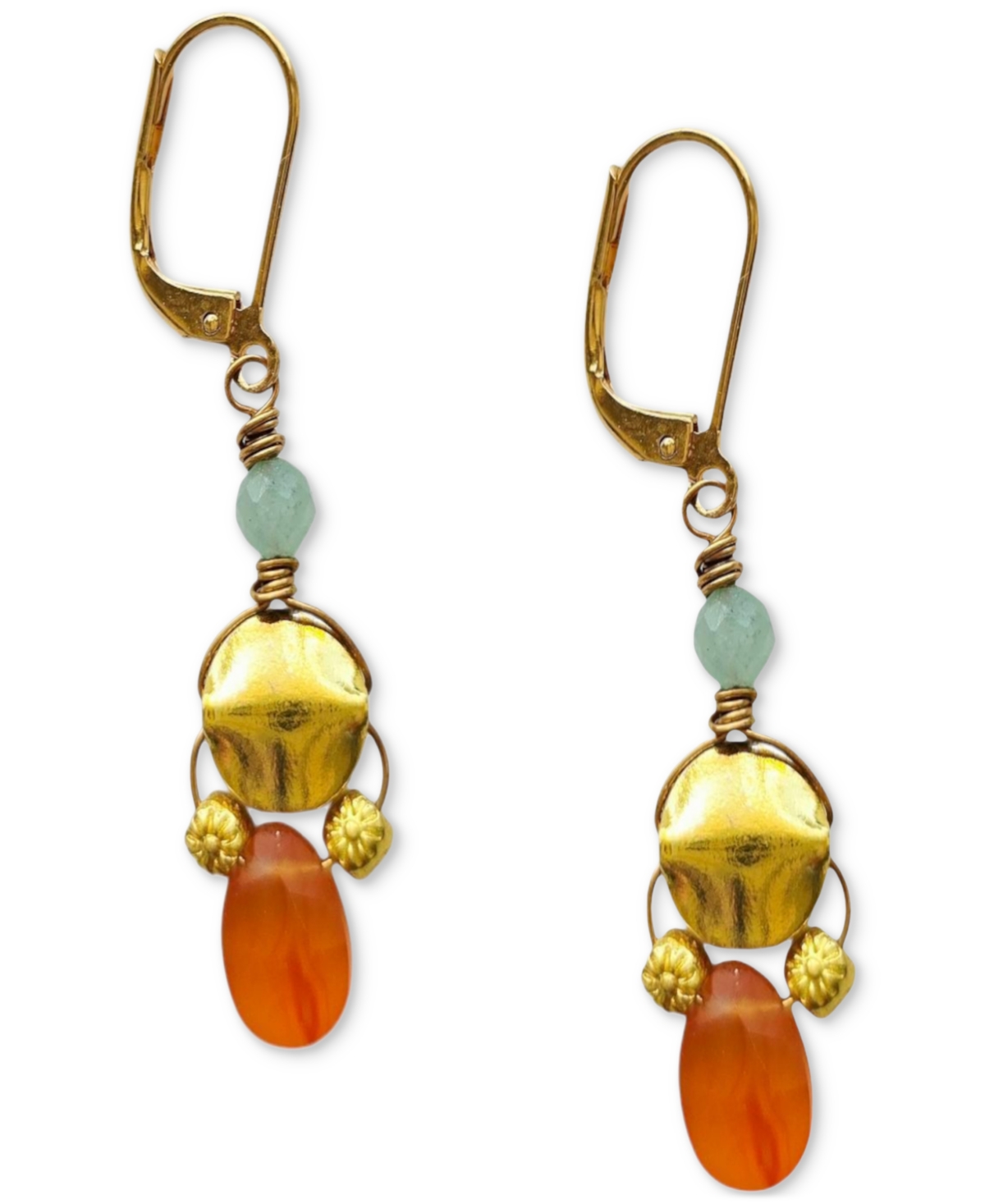 Click here for Minu Jewels Carnelian & Amazonite Drop Earrings -... prices