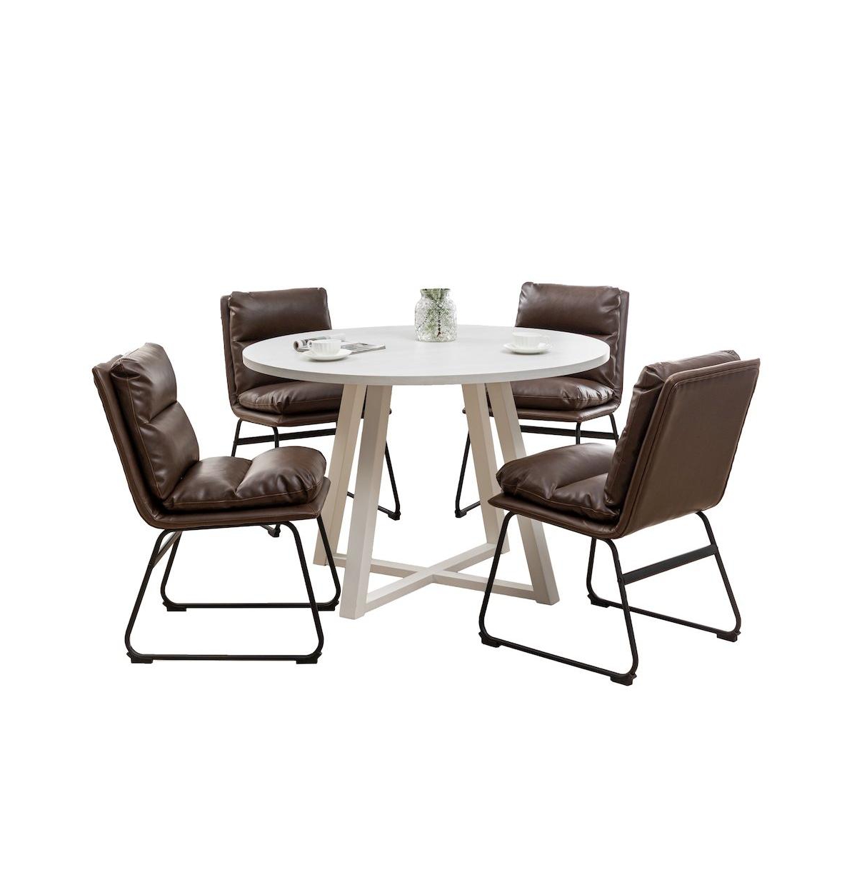 Click here for Roundhill Furniture Innes 5-Pc Round Dining Set  T... prices