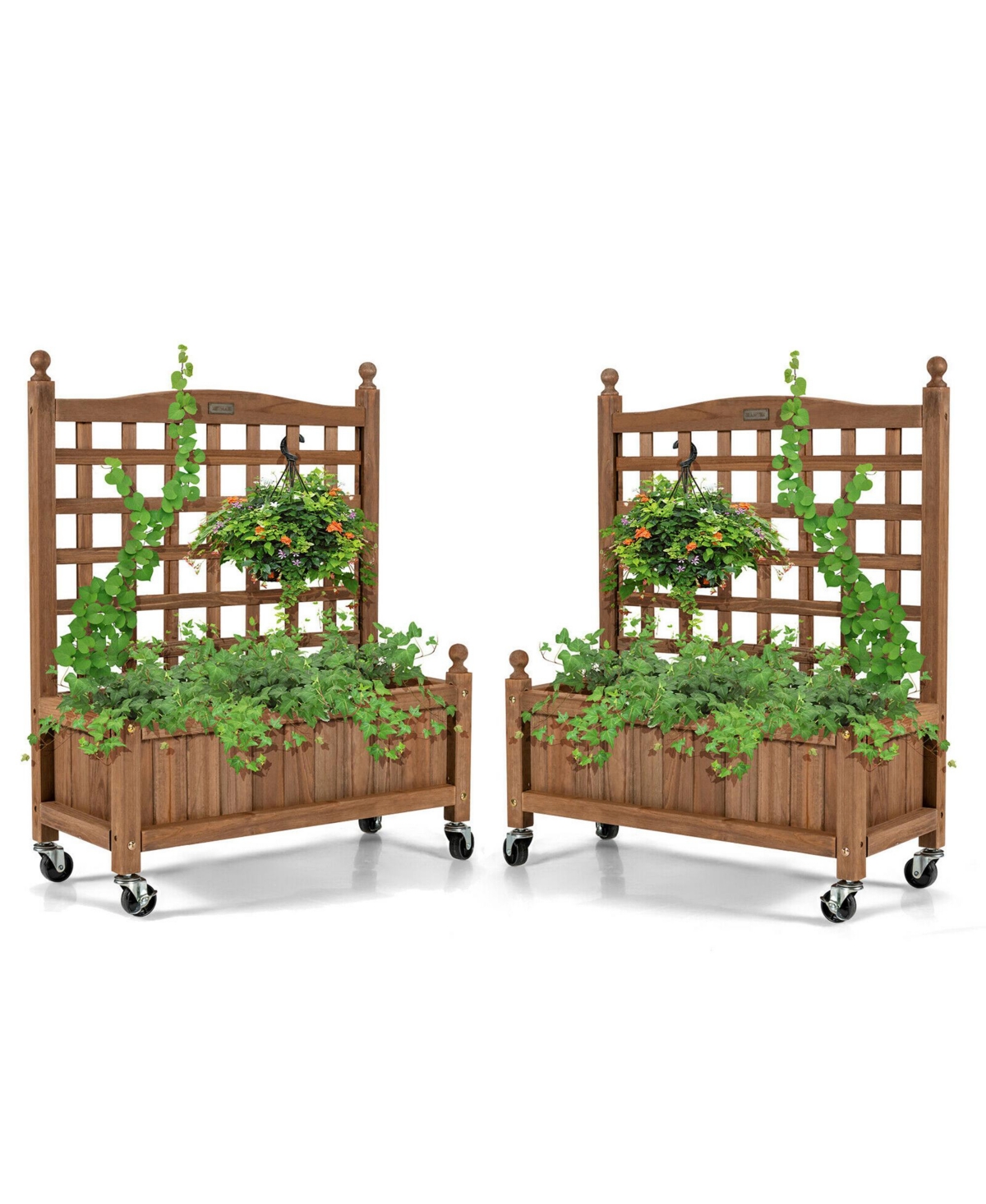 Click here for Gymax 2PC 32in Wood Planter Box w/Trellis Mobile R... prices