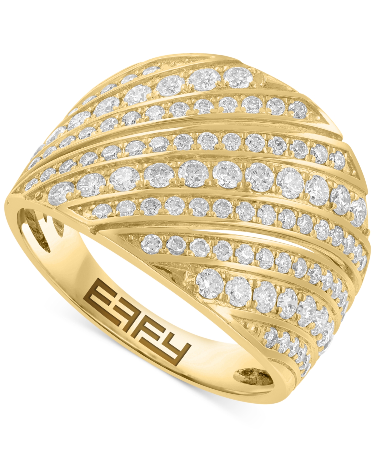 Click here for Effy Diamond Diagonal Row Wide Width Statement Rin... prices