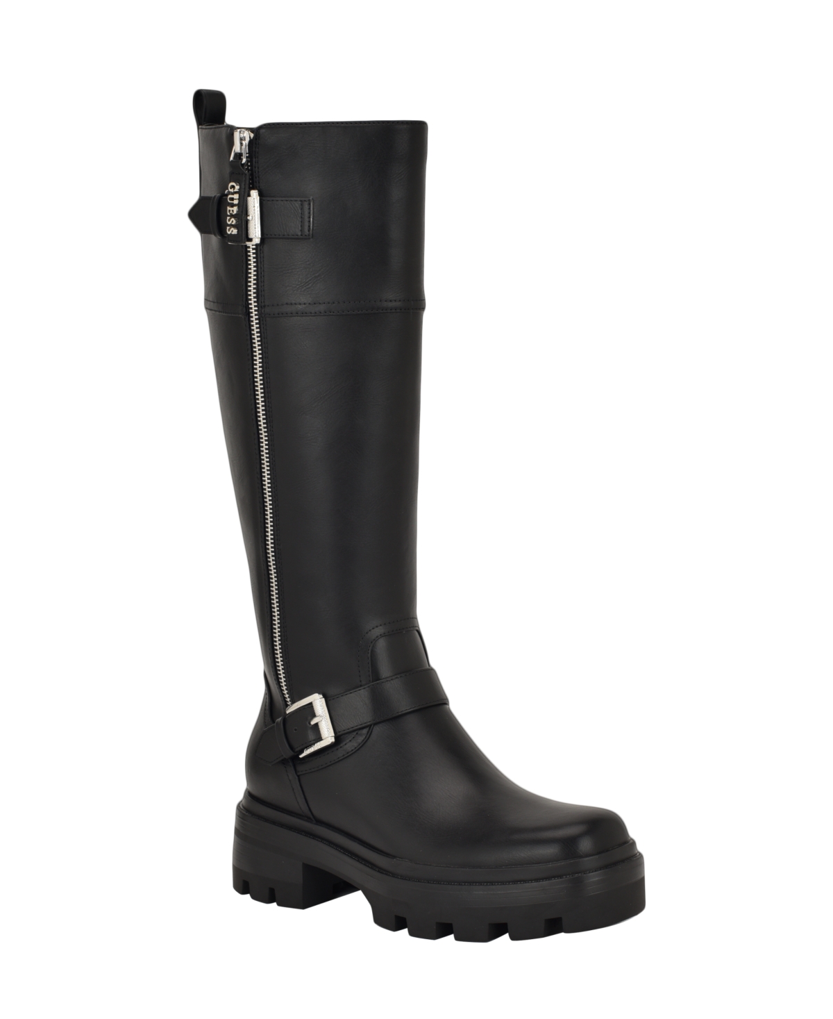 Click here for Guess Womens Lynnie Wide Calf Tall Buckle Moto Lug... prices