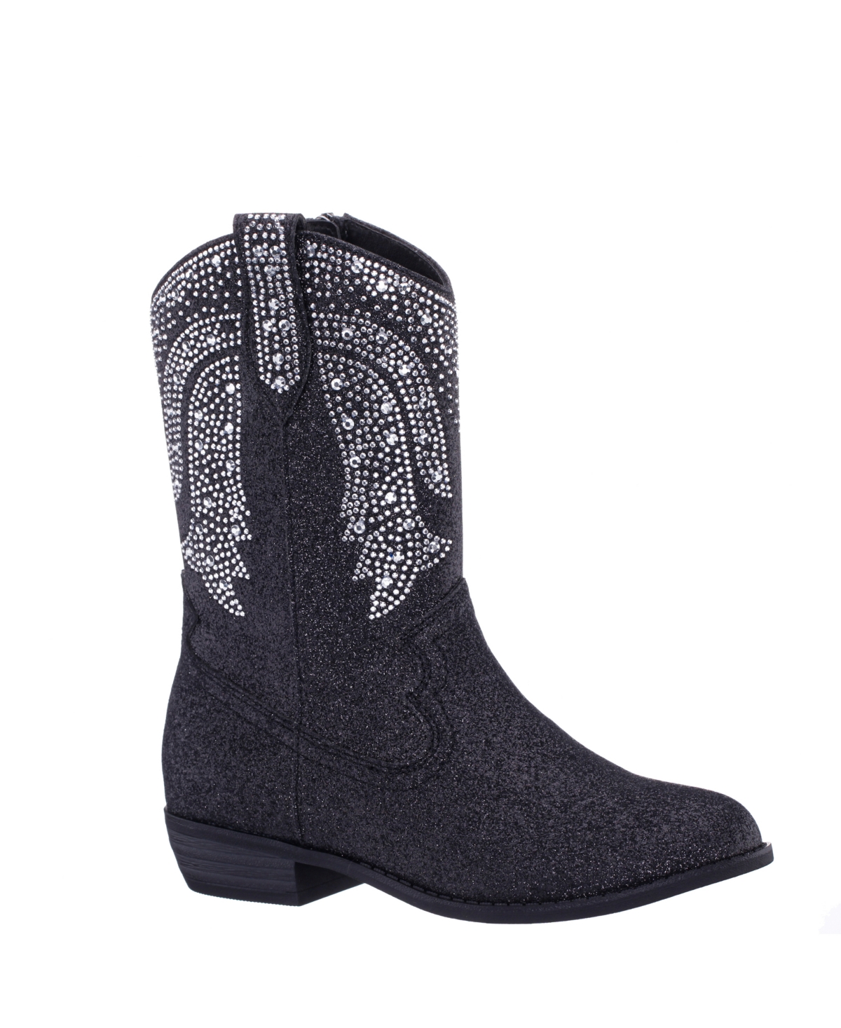 Click here for Nina Big Girls Glitter Side Zip Cowboy Boots - Bla... prices