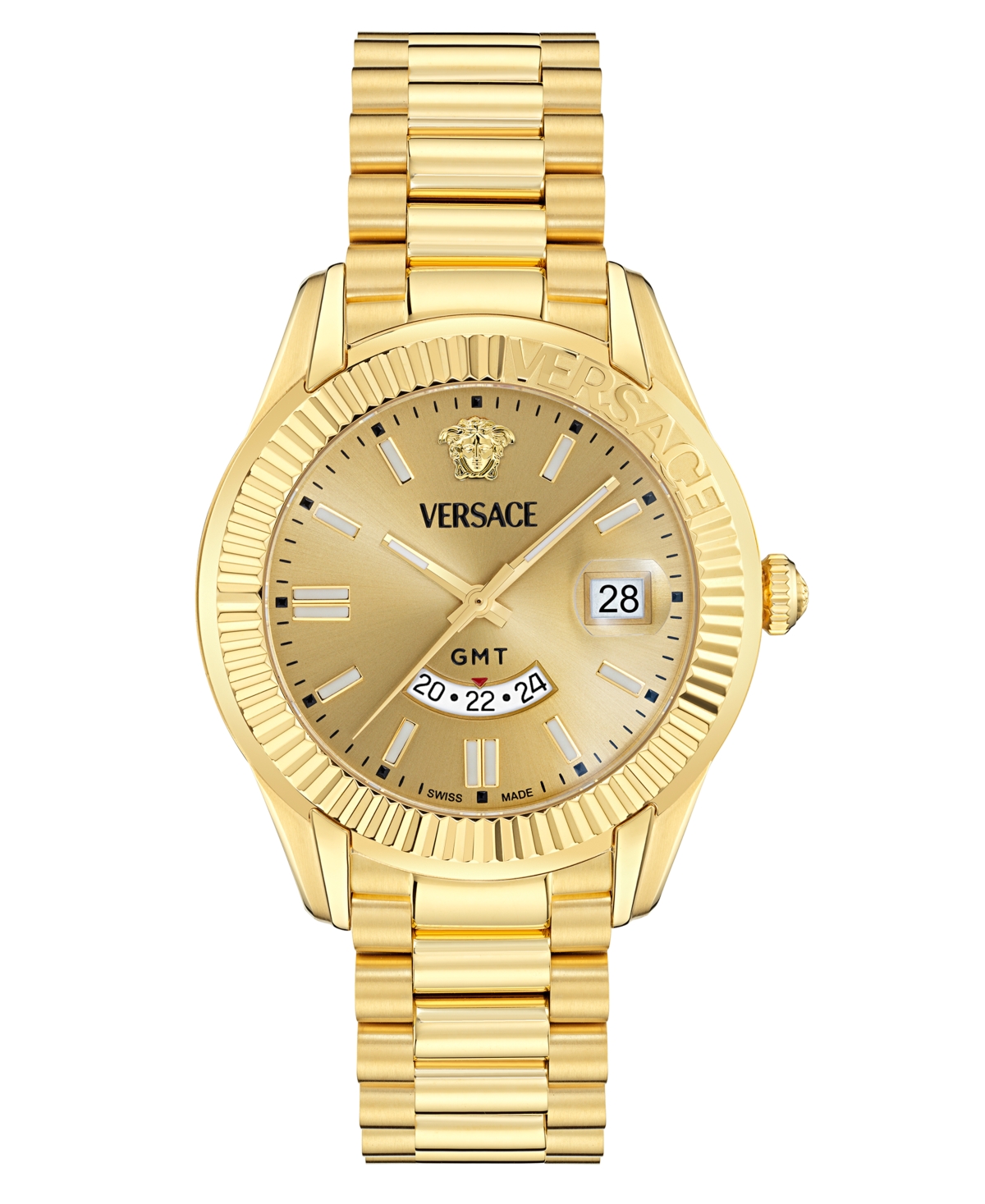 Click here for Versace Mens Swiss Apodis Gmt Gold Ion Plated Brac... prices