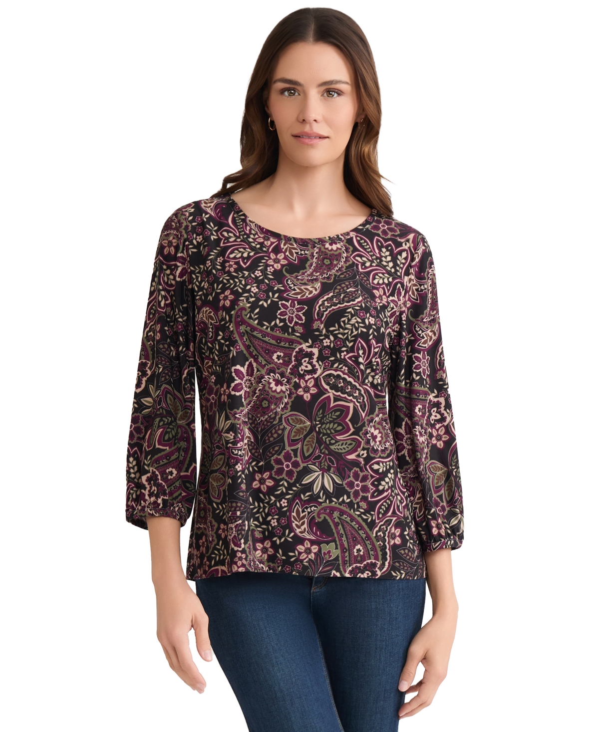 Click here for Jones New York Womens Crew Neck 3/4-Sleeve Top - J... prices