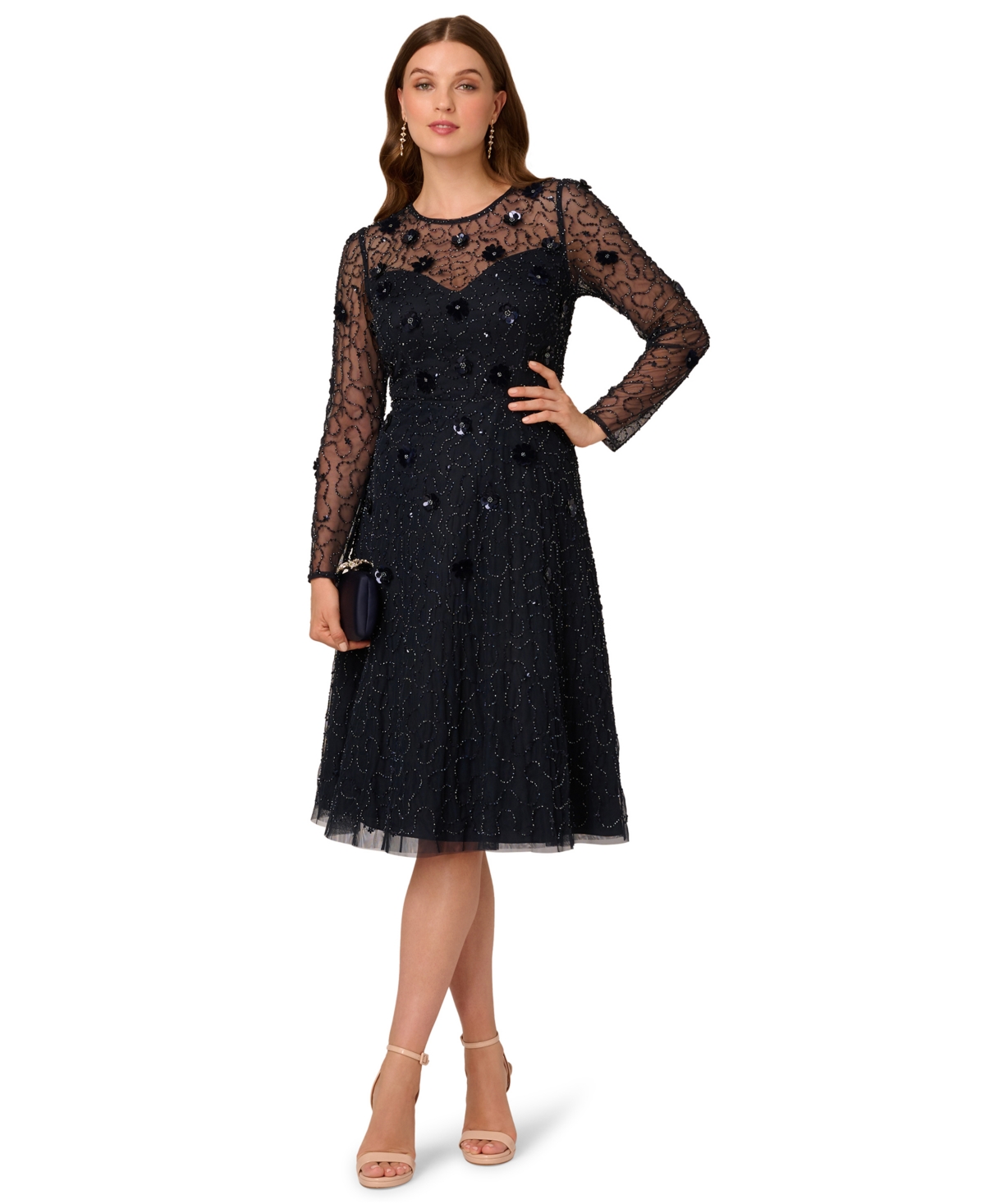 Click here for Adrianna Papell Petite Bead Velvet Midi Dress - Mi... prices