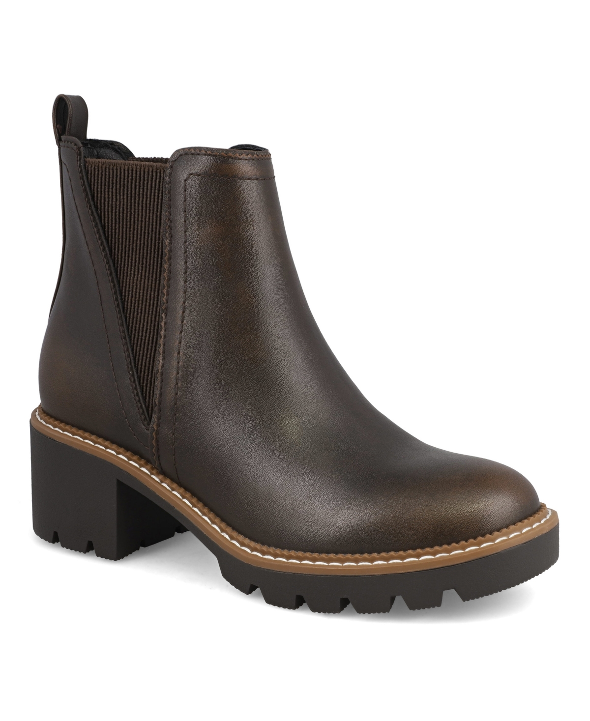 Click here for Mia Womens Paula Chelsea Stacked Heel Booties - Co... prices