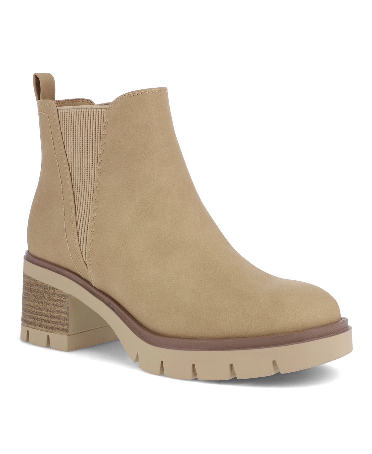 Click here for Mia Womens Panola Stacked Heel Lug Sole Chelsea Bo... prices