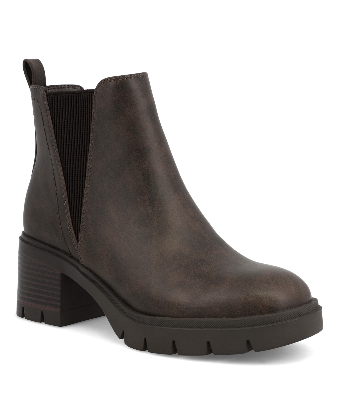 Click here for Mia Womens Panola Stacked Heel Lug Sole Chelsea Bo... prices