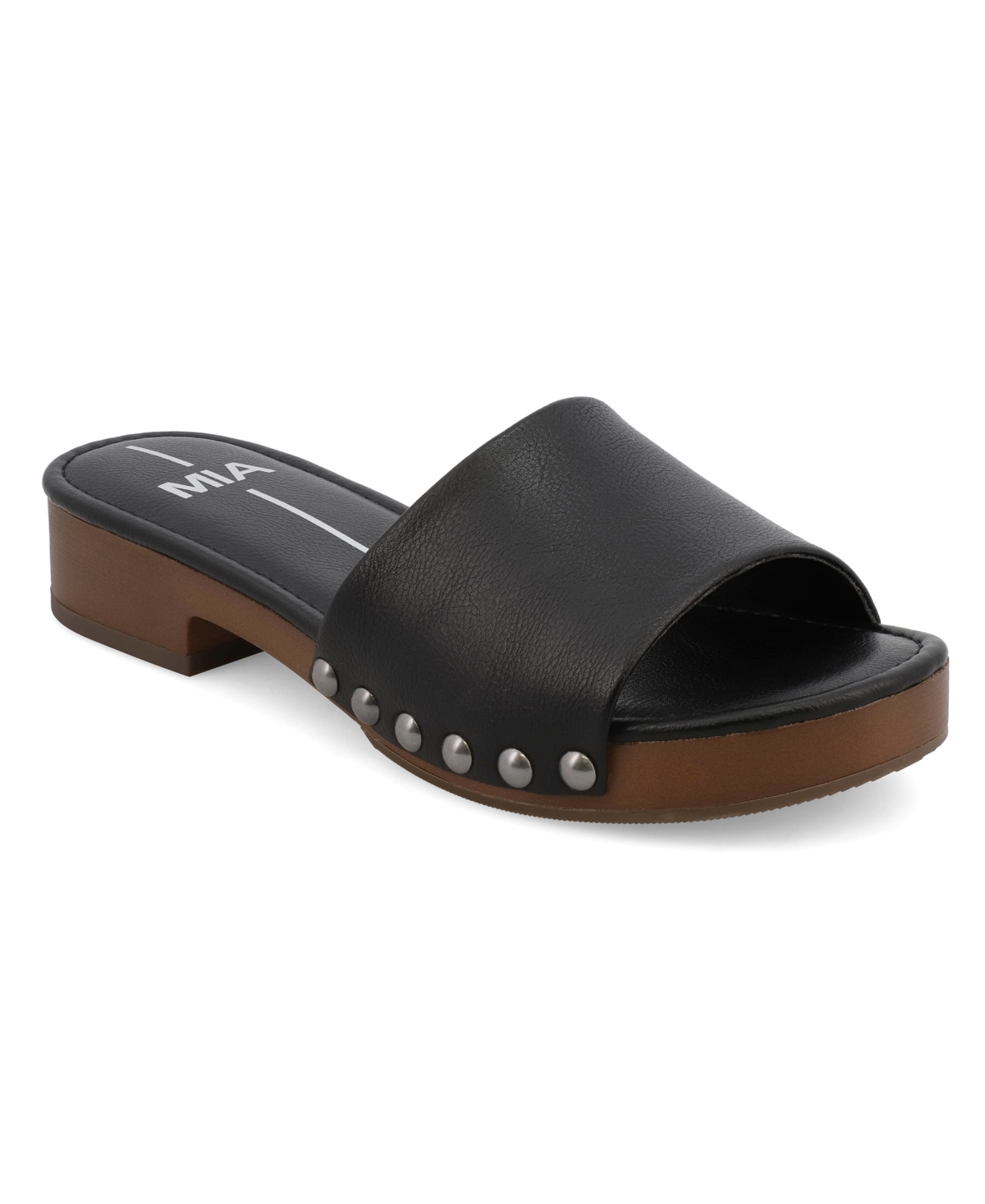 Click here for Mia Womens Xonia Studded Round Toe Sandals - Black prices