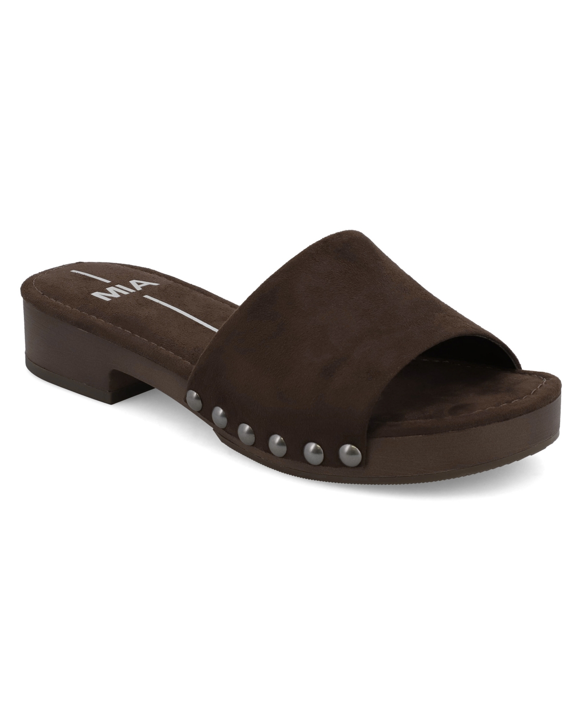 Click here for Mia Womens Xonia Studded Round Toe Sandals - Choco... prices