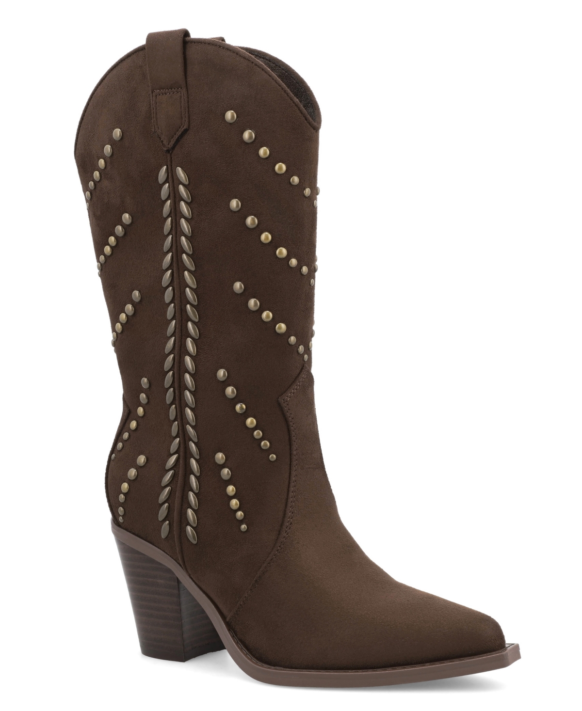 Click here for Mia Womens Morgann Pointed Toe Studded Western Boo... prices