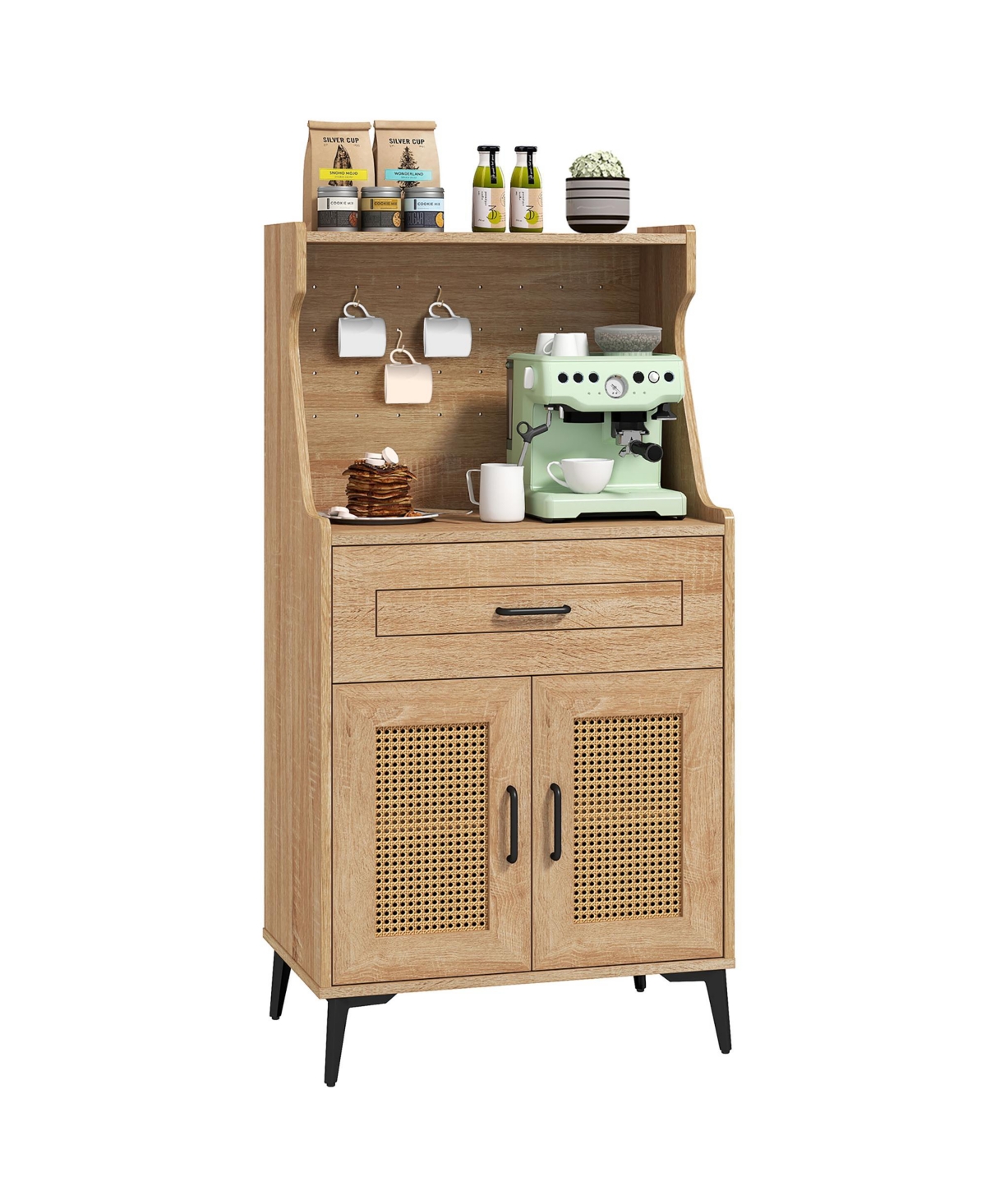 Click here for Gymax Coffee Bar Cabinet w/Pegboard Storage Drawer... prices
