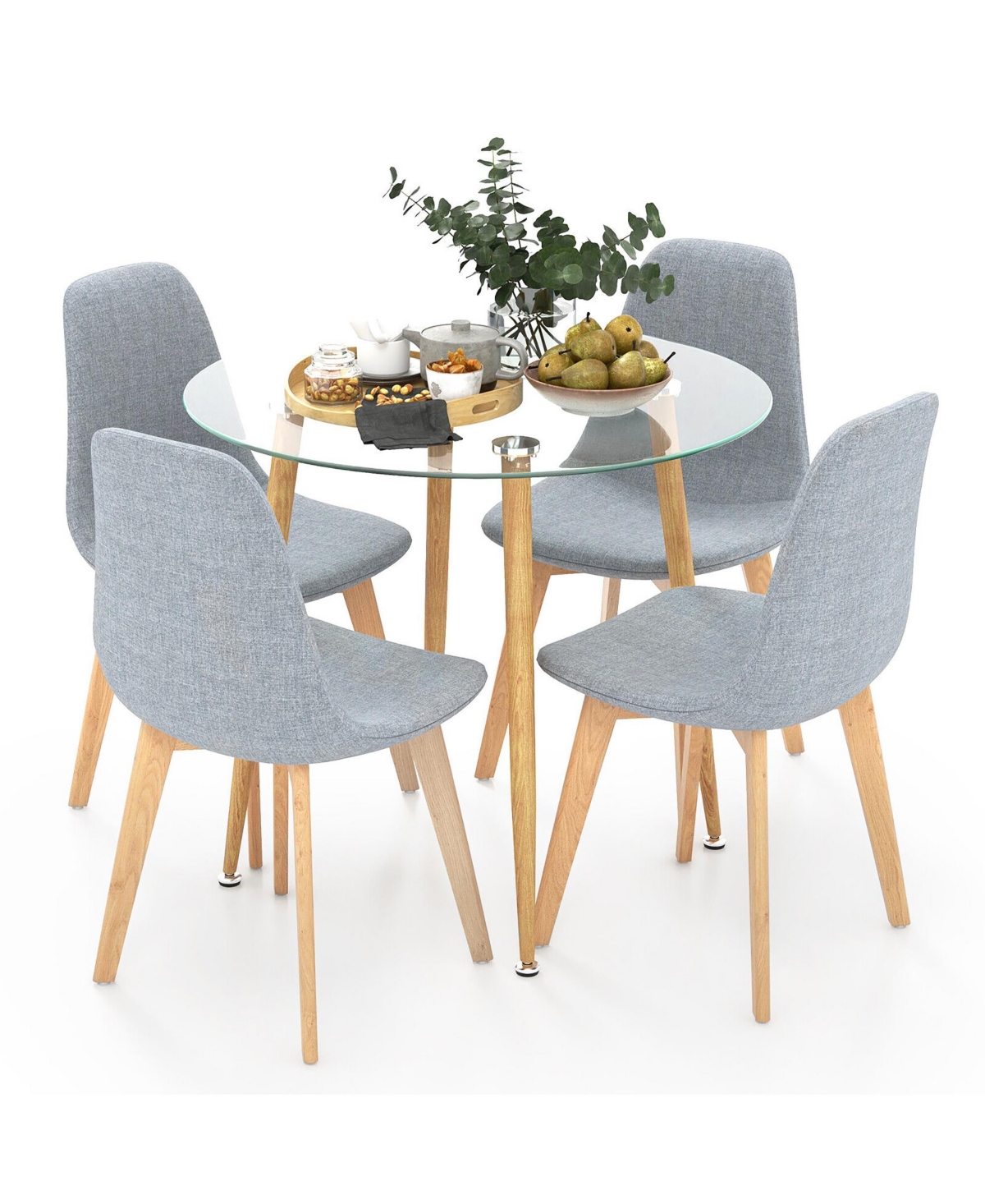 Click here for Gymax 5 Pcs Dining Set Round Tempered Glass Table... prices