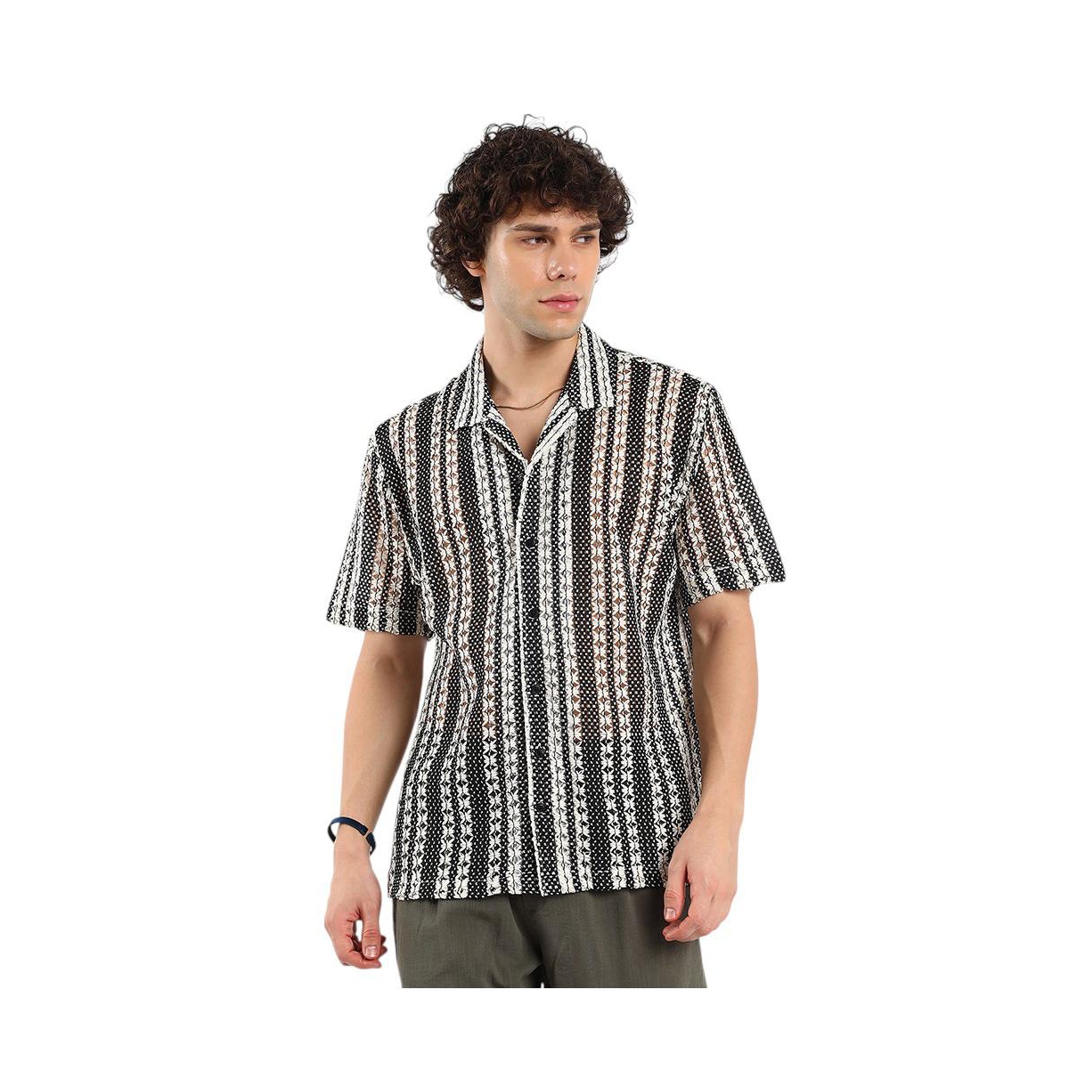 Click here for Campus Sutra Mens Cream White & Midnight Black Mul... prices
