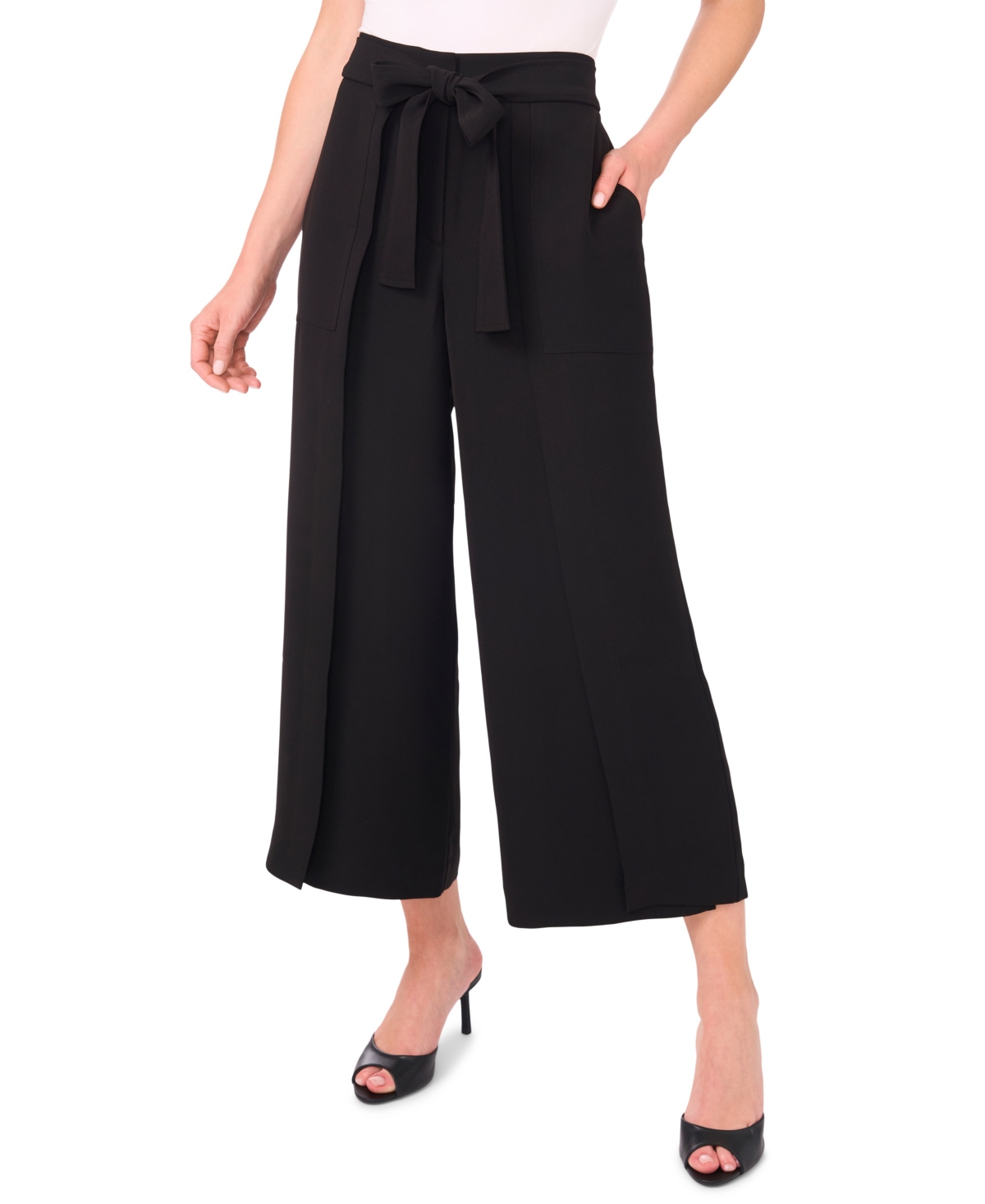 Click here for CeCe Womens Cropped Flap Front Pants - Rich Black prices