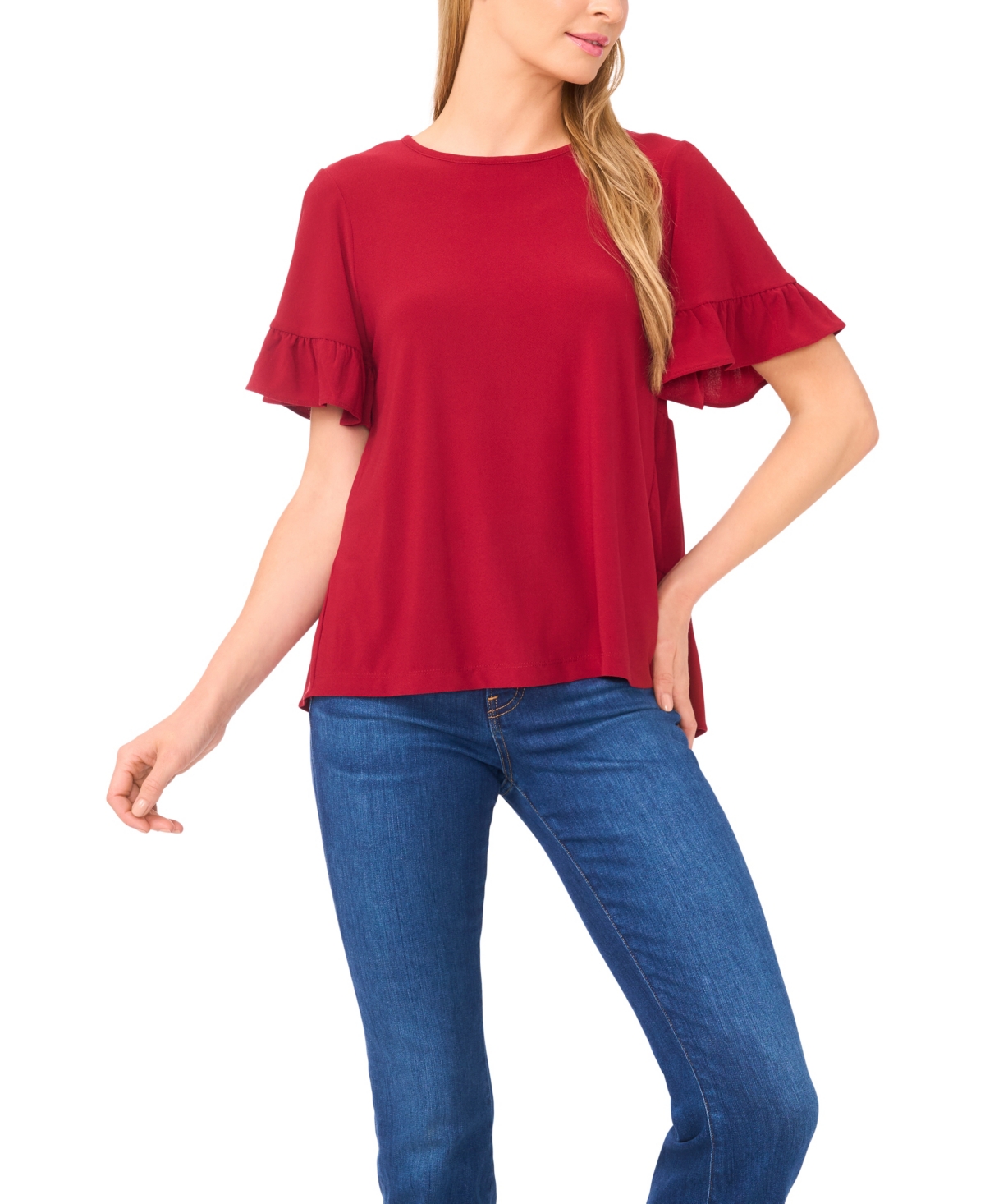 Click here for CeCe Womens Ruffled Short-Sleeve Tiered Top - Mulb... prices