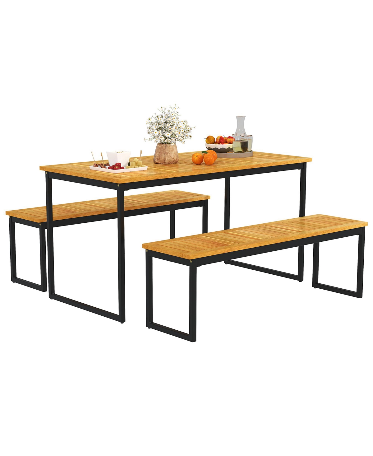 Click here for Gymax 3 Pcs Outdoor Dining Set for 6 w/Acacia Wood... prices
