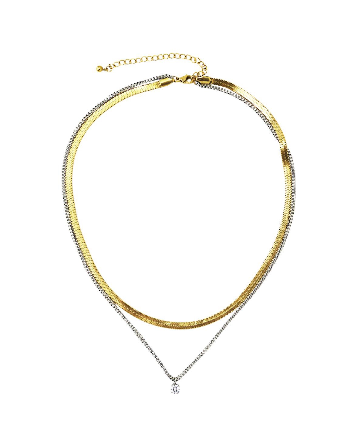 Click here for Rebl Jewelry Gold & Silver Layered Necklace with C... prices