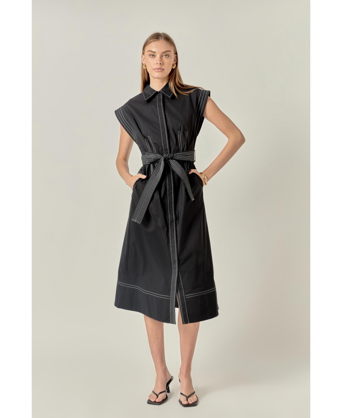 Click here for English Factory Womens Contrast Stitch Shirt Midi... prices