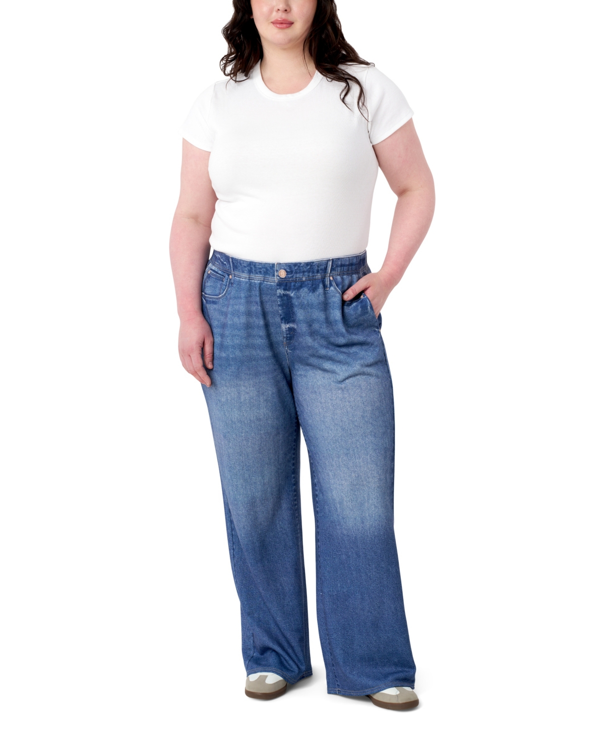 Click here for Seven7 Plus Size Denim Sweatpant Wide Leg Jean - S... prices