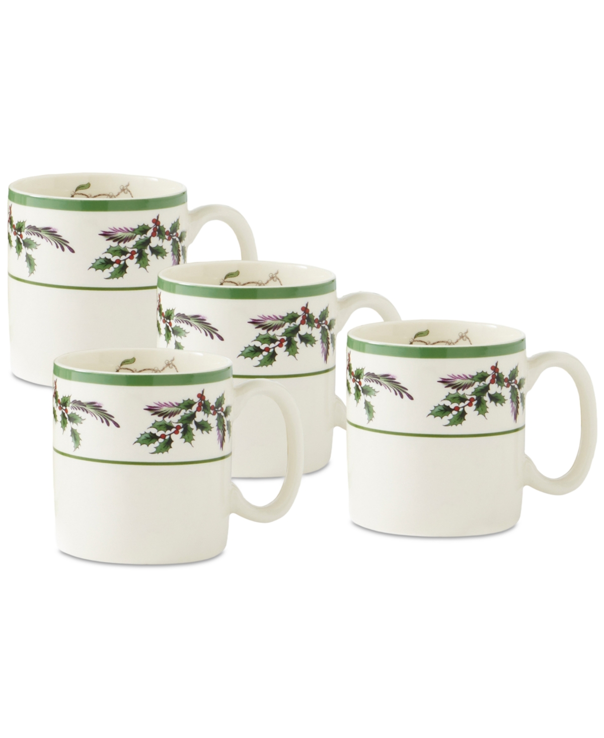 Click here for Spode Christmas Tree Holly Mugs  Set of 4 - Green prices