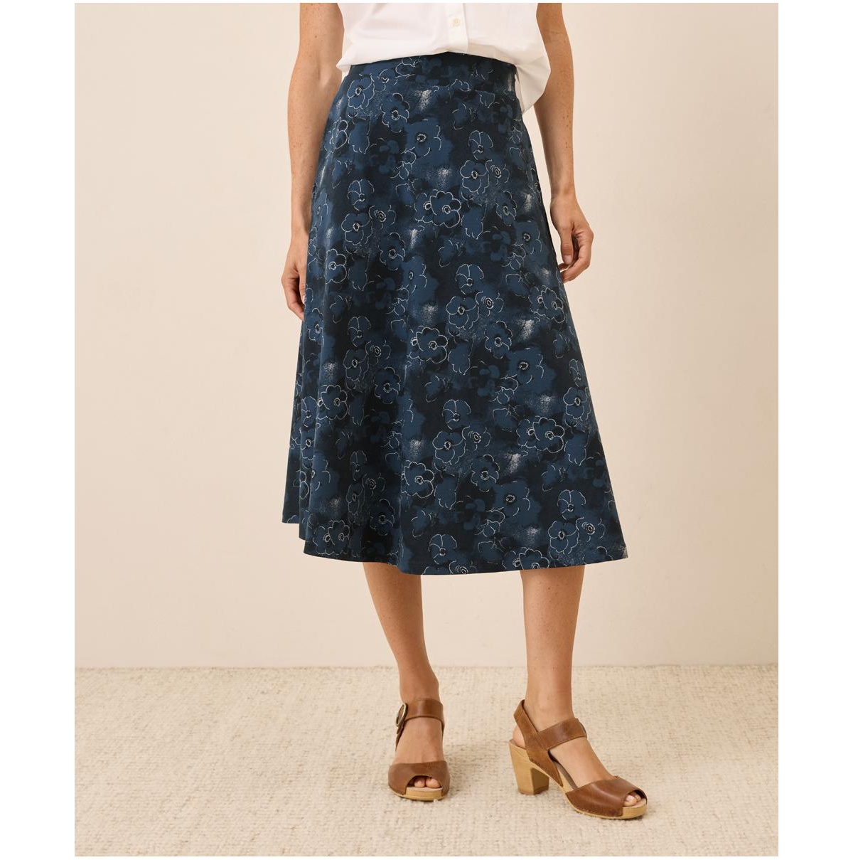 Click here for Pact Womens Fit & Flare Midi Skirt - Solstice flor... prices